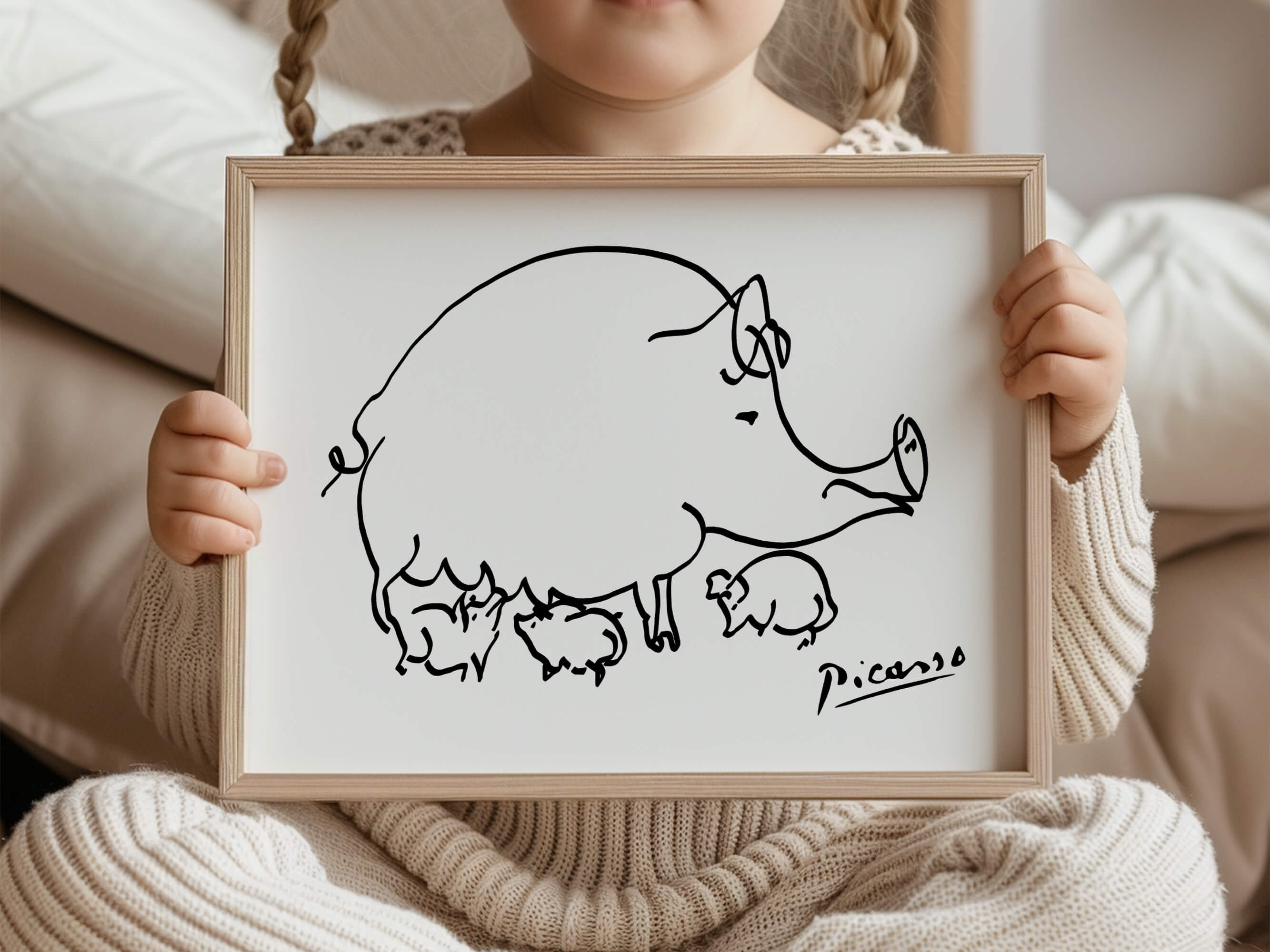 Picasso Pig & Piglets Print: Minimalist Nursery Wall Art - Etsy