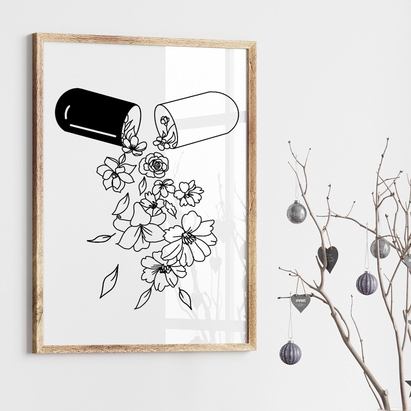 Floral Pill Capsule Poster Botanical Pharmacy Art - Etsy