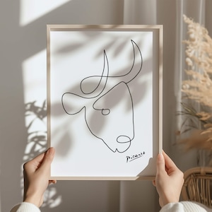 Picasso Bull Head Drawing, Picasso Bull Line Art Print, Exhibition ...