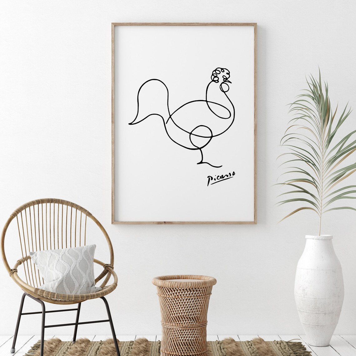Pablo Picasso Rooster Line Art Print Picasso Chicken Line | Etsy