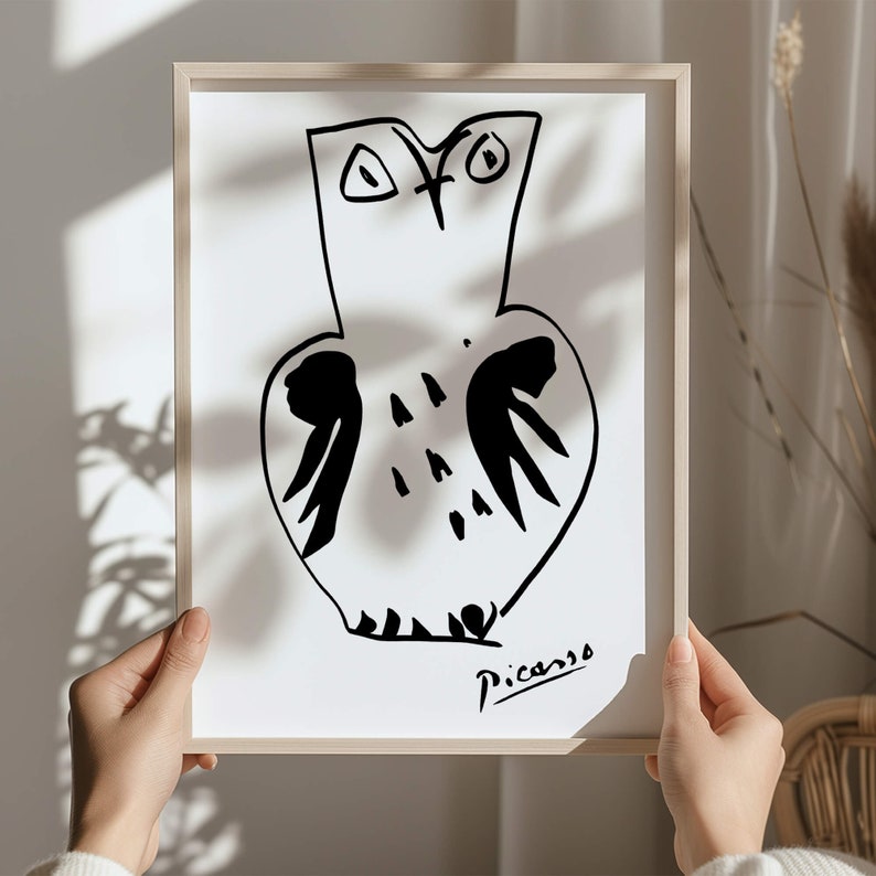 Picasso Owl Illustration - Modern Academic Wall Art - Minimalist Bird ...