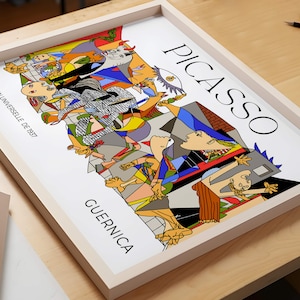 Pablo Picasso Guernica Poster, Colorful Picasso Art, One Line Drawing ...