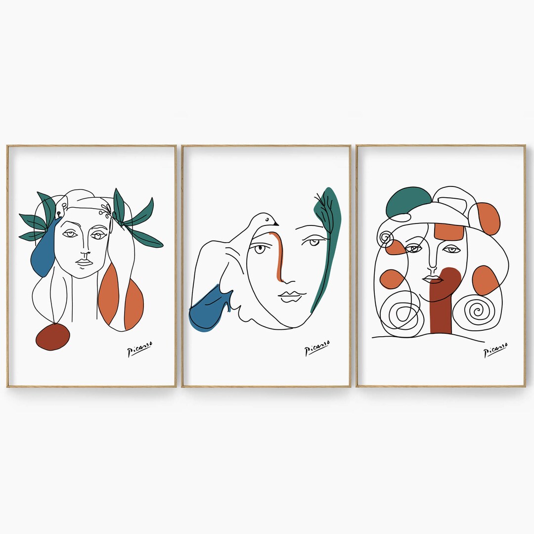 Picasso Woman Wall Art, Set of 3 Prints, Picasso Art Print, Art Deco ...