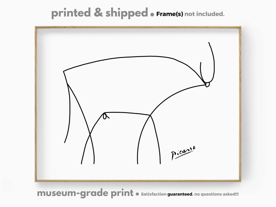 Minimalist Picasso Bull Drawing Cubism Bull Line Drawing - Etsy
