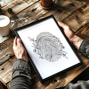 Floral Fingerprint Print, Monochrome Line Art, CSI Office Wall Art ...