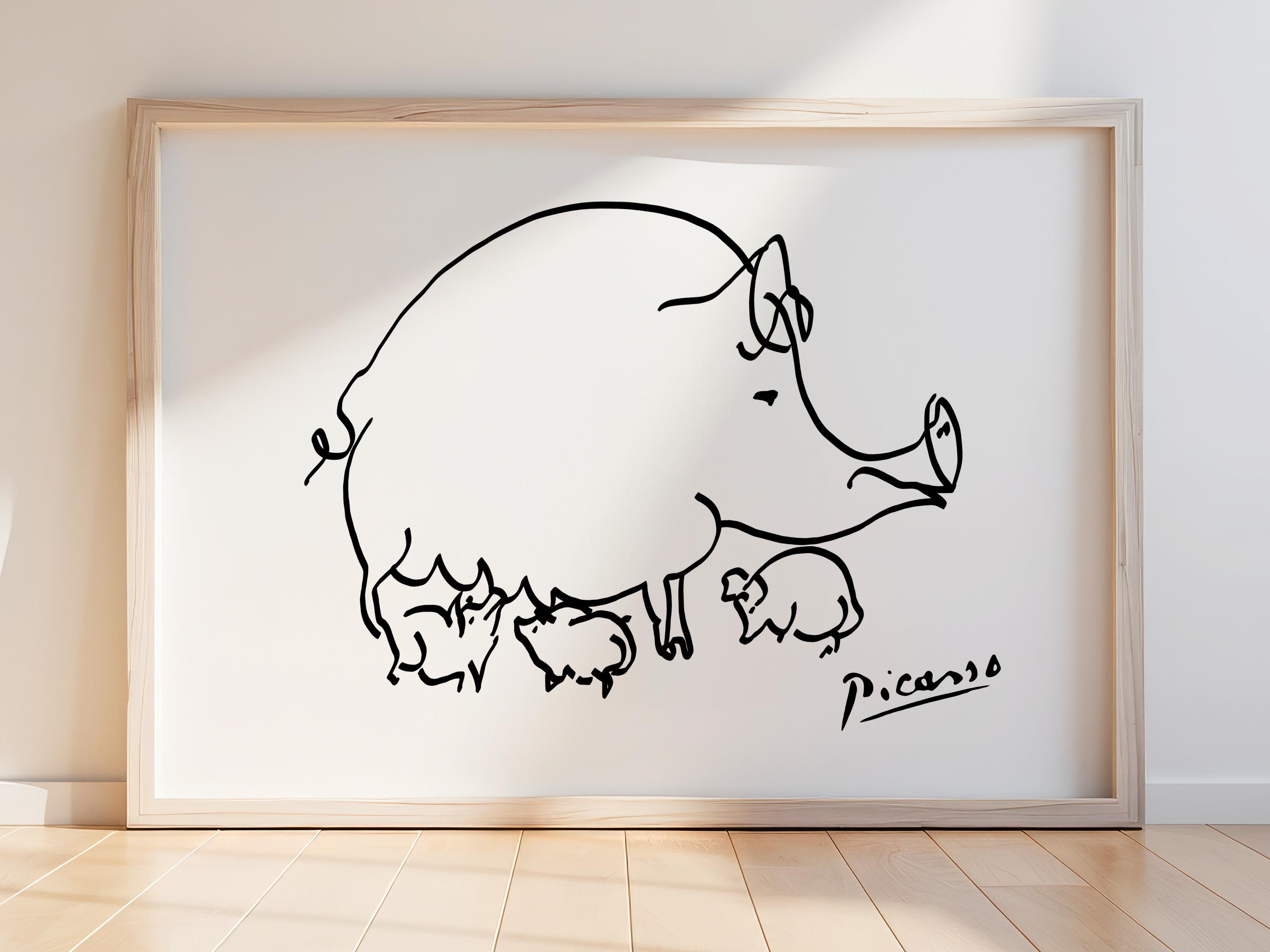 Picasso Pig & Piglets Print: Minimalist Nursery Wall Art - Etsy
