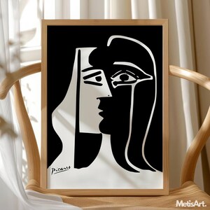 Picasso Kiss Print: Eclectic Abstract Woman Art, Monochrome Exhibition ...