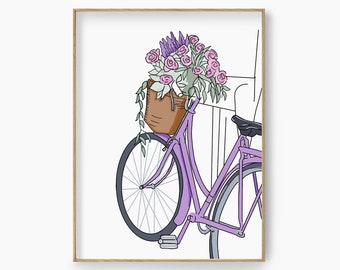 Flower Illustration Print Floral Bouquet Wall Art Botanical - Etsy