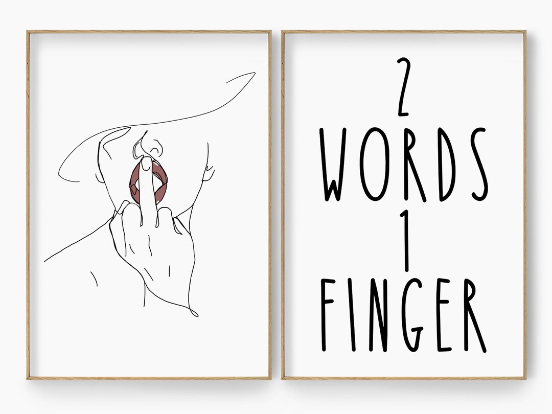 Woman Middle Finger Line Art Female Finger Quote Poster - Etsy UK