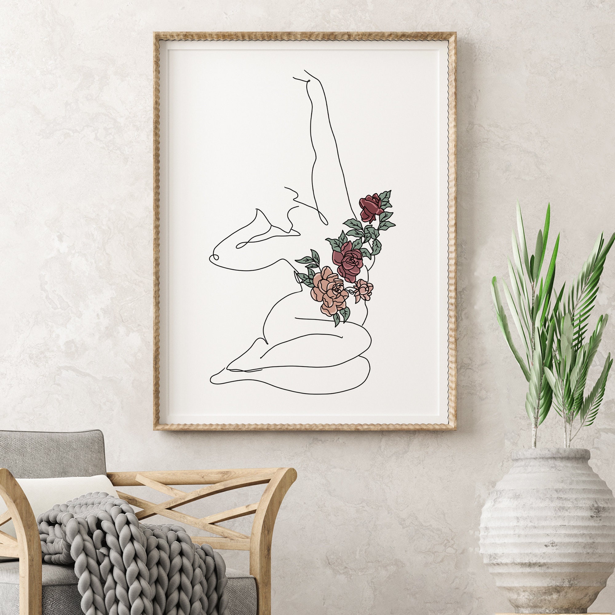 Curvy Woman Body Line Art Nude Woman Art Poster Body Etsy