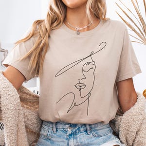 Woman Face Line Art Tshirt, Minimalist Aesthetic Tee, Abstract One Line ...