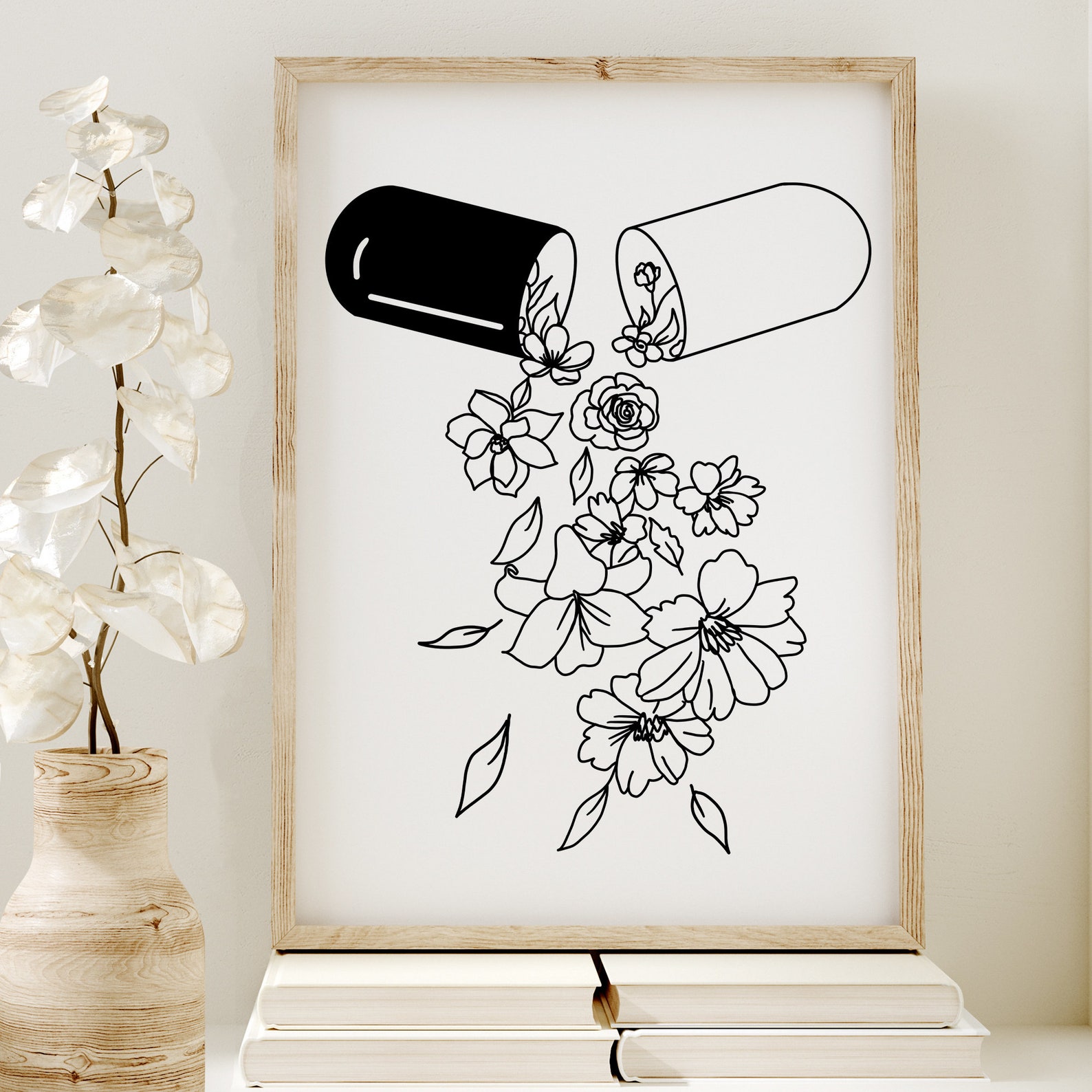 Floral Pill Capsule Poster Botanical Pharmacy Art - Etsy