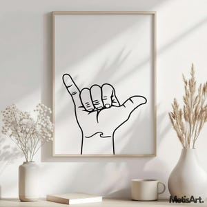 Shaka Hand Printable Wall Art, Hang Loose Hand Gesture, Mahalo Dude ...