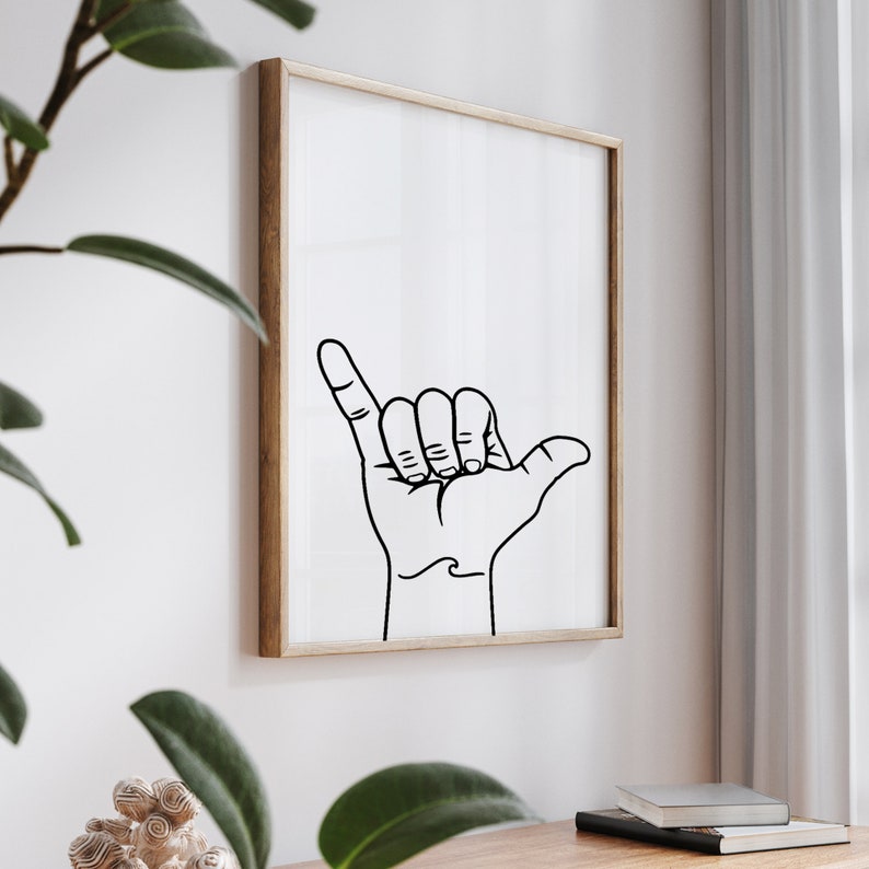 Shaka Hand Printable Wall Art Hang Loose Hand Gesture Mahalo - Etsy