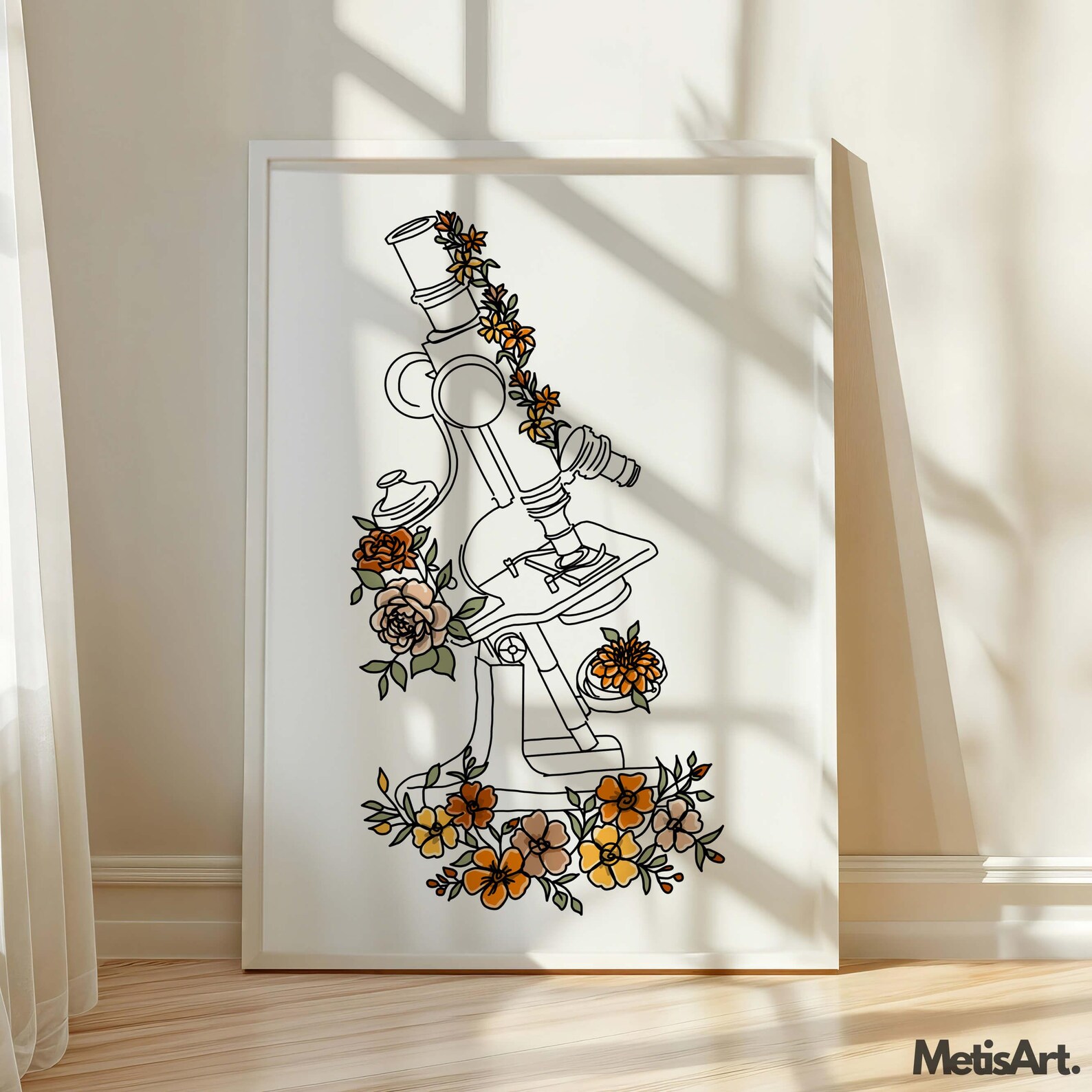 Floral Microscope Art Print - Science Lab & Biology Wall Decor - Etsy