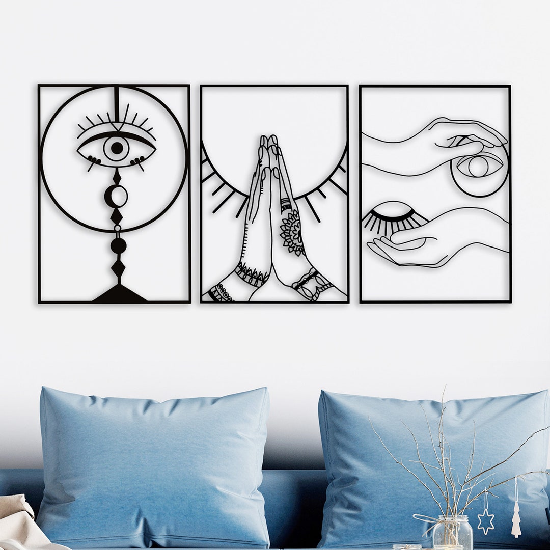 Spiritual Metal Wall Art, Namaste Metal Decor, Yoga Metal Art Set of 3 ...