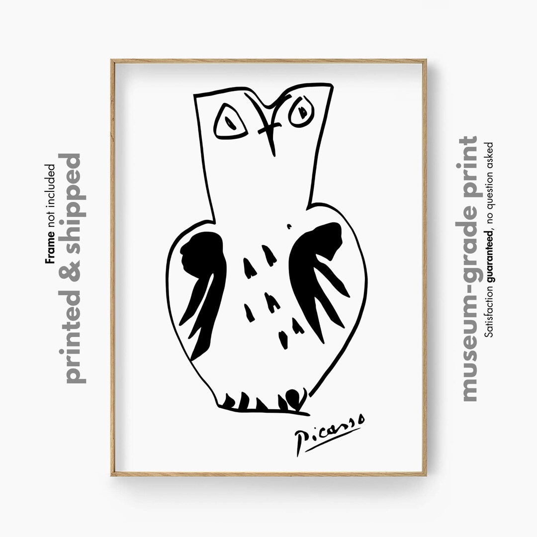 Picasso Owl Line Art Print, Nursery Animal Wall Art, Minimalist Owl ...