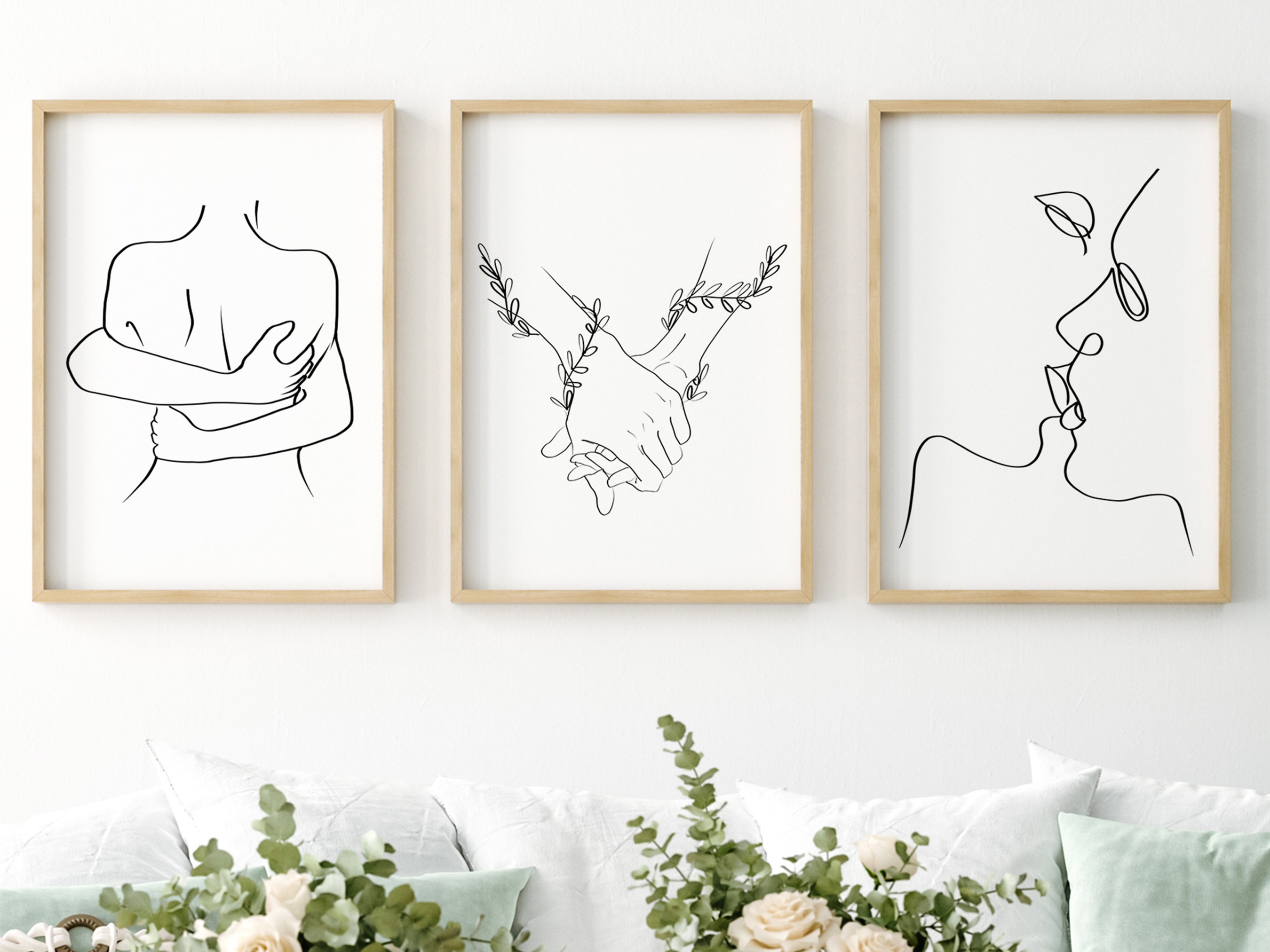 Couple Love Line Art Print Set Romantic Gallery Wall Art - Etsy