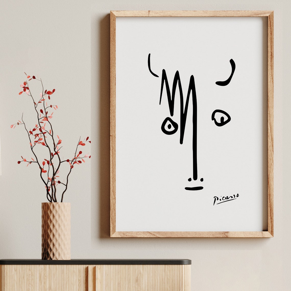 Picasso Bull Line Art Print Pablo Picasso Animal Poster | Etsy