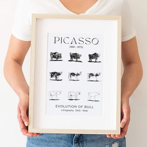 Picasso Evolution of Bull Print, Animal Art Sketch, Picasso Bull Art ...