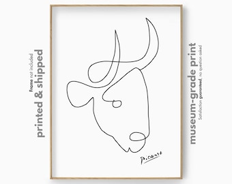 Picasso Bull Head Drawing, Picasso Animal Print, Picasso Bull Print ...