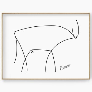 Pablo Picasso Bull Line Drawing, Minimalist Animal Sketch Art Print ...