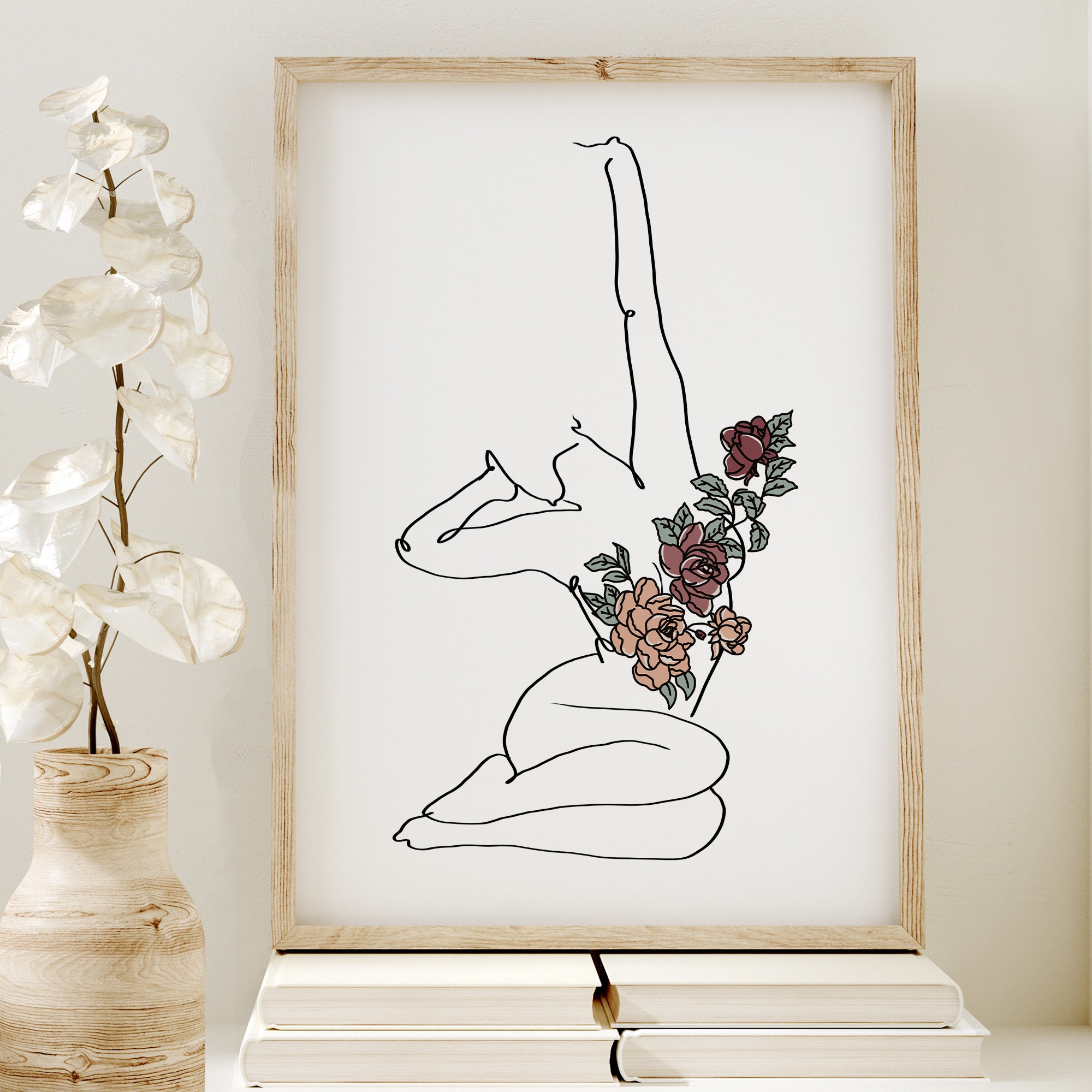 Woman One Line Drawing Female Figure Print Woman Body Wall - Etsy