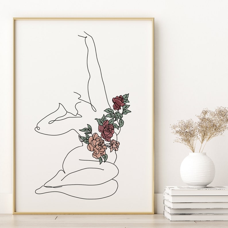 Curvy Woman Body Line Art Nude Woman Art Poster Body Etsy