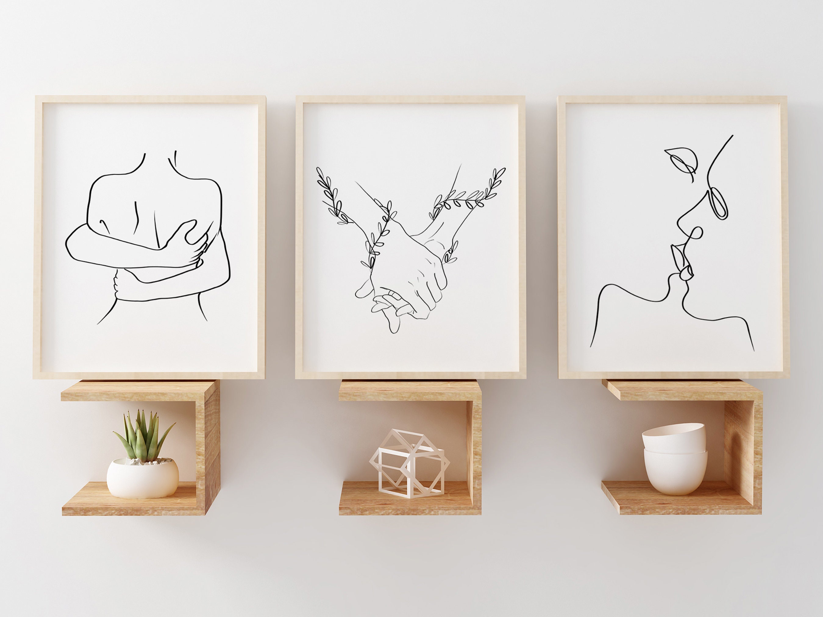 Couple Love Line Art Print Set Romantic Gallery Wall Art - Etsy