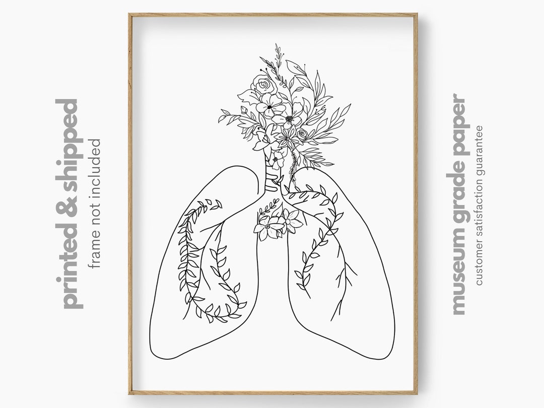 Anatomy Floral Lungs Print Medical Lungs Poster Lungs Line - Etsy
