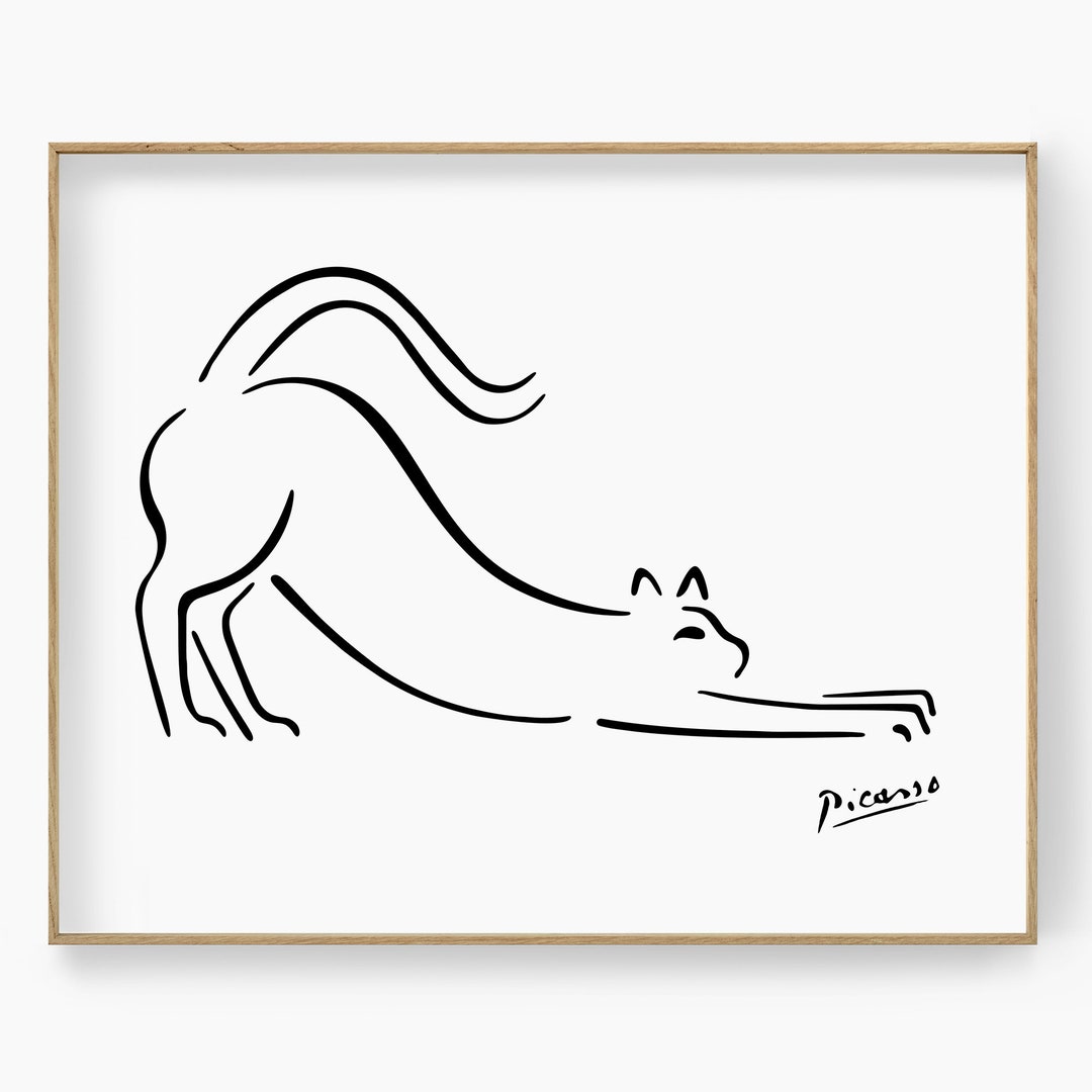 Pablo Picasso Cat Sketch Print, Picasso Cat Wall Art, Picasso Cat ...