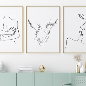 Couple Love Line Art Print Set Romantic Gallery Wall Art - Etsy