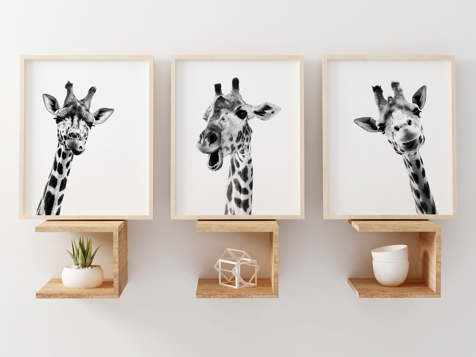 Giraffe Print Set of 3 Giraffe Wall Art Set Giraffe Set of 3 - Etsy