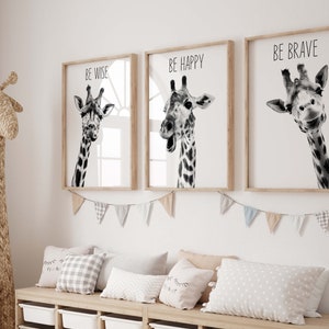 Giraffe Print Set of 3, Giraffe Wall Art Set, Giraffe Set of 3 Poster ...
