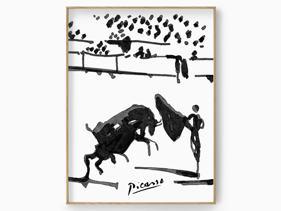 Pablo Picasso Bull Fight Print, Picasso Ink Drawing, Vintage Picasso ...
