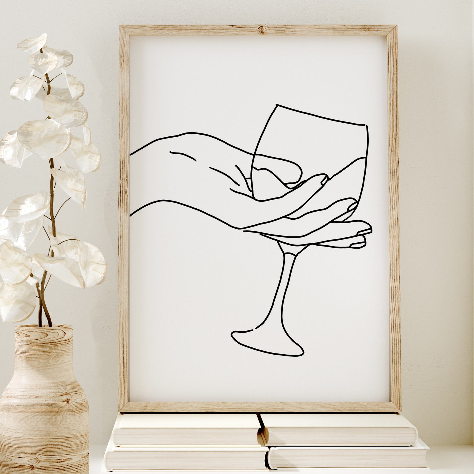 Wine Print: Woman's Hand Line Art - Minimalist Kitchen Decor - Etsy