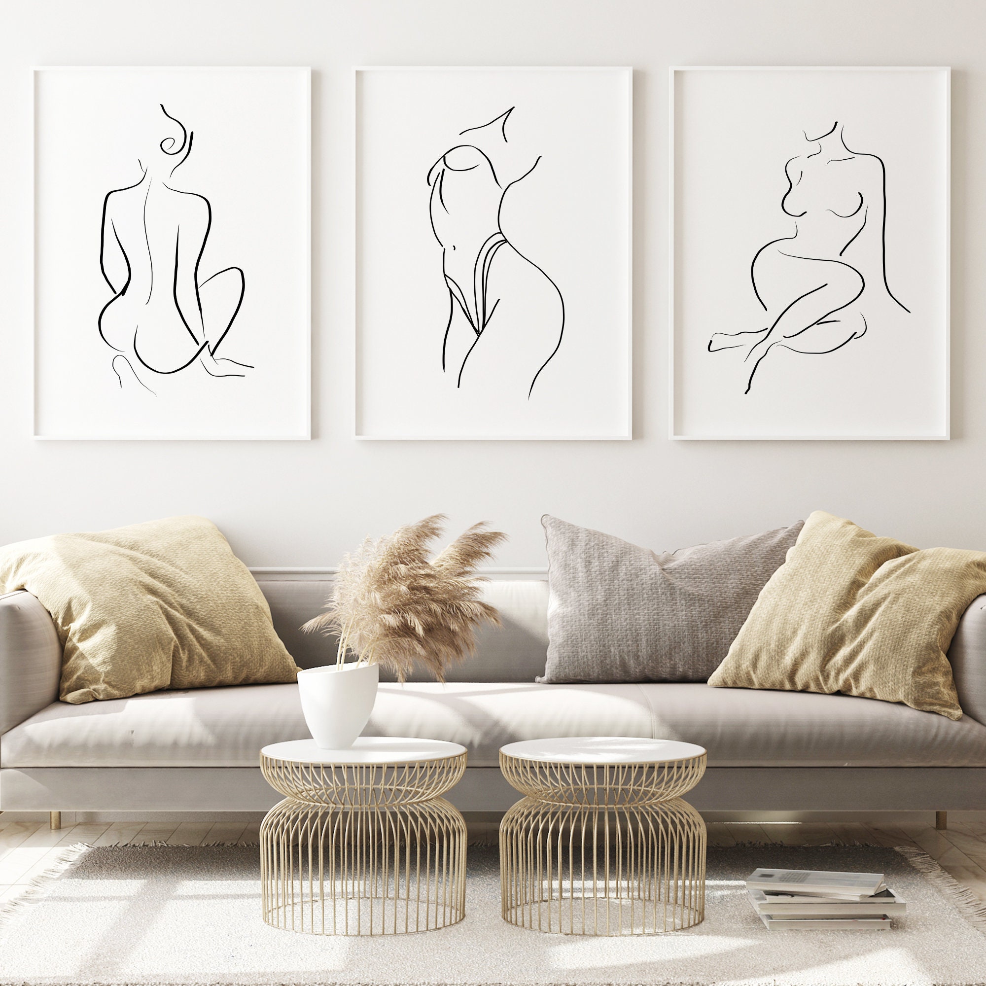 Woman Line Art Print Female Figure Line Art Set Naked Woman | Etsy ...