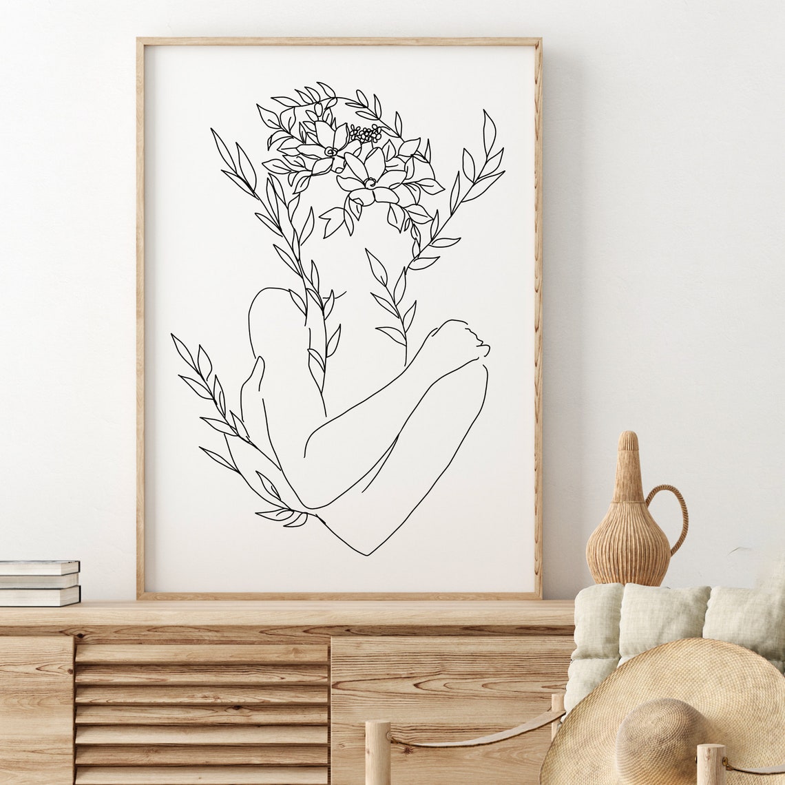Abstract Flower Woman Line Art Print Female Line Art | Etsy