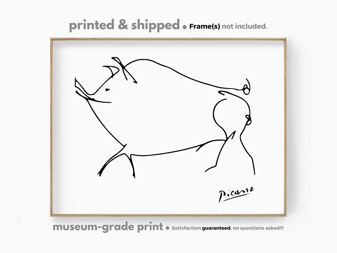 Picasso Pig Line Art Print, Pig Line Drawing, Picasso Animal Poster ...