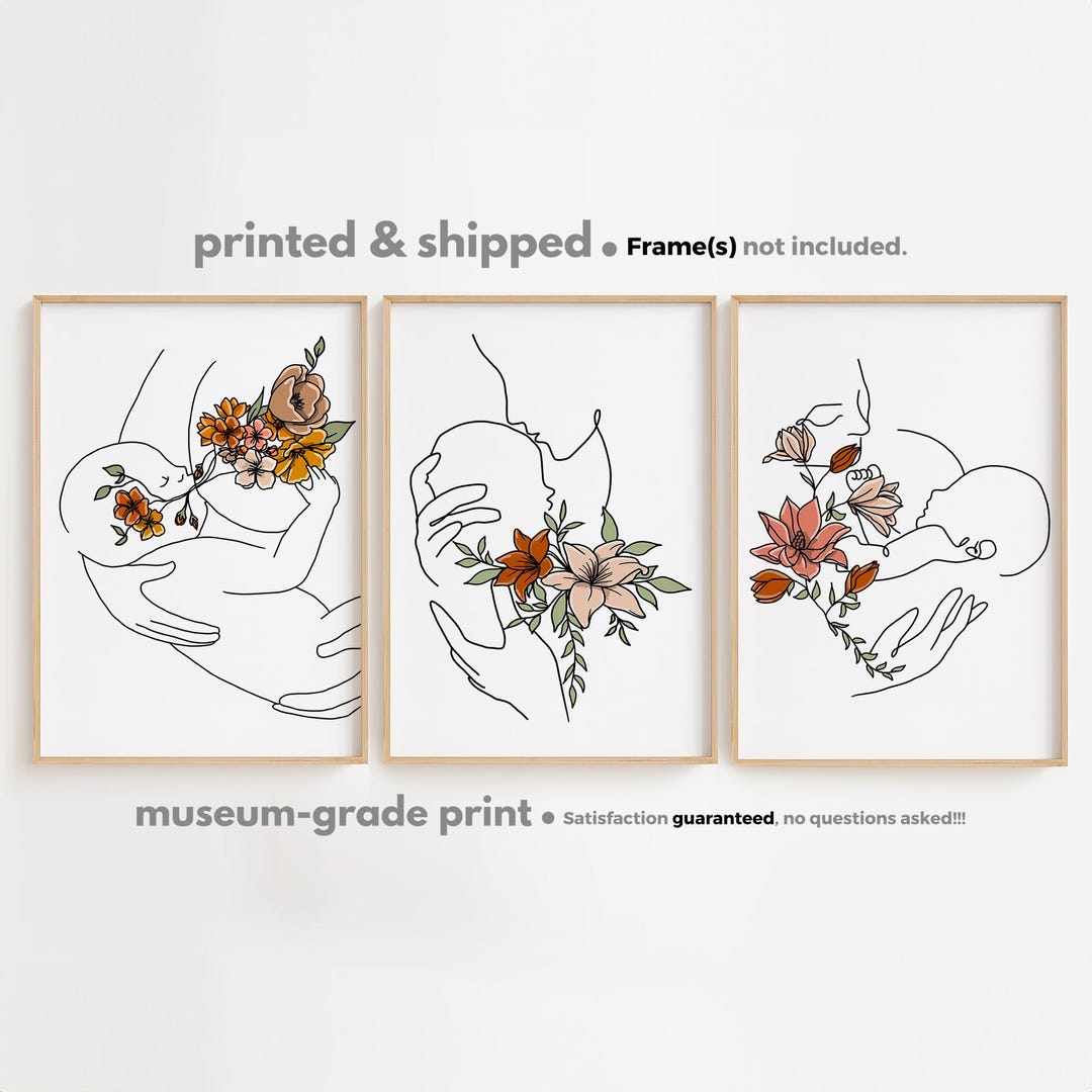 Floral Pregnancy Art Print Set: Birthing Center & Nursery Decor - Etsy