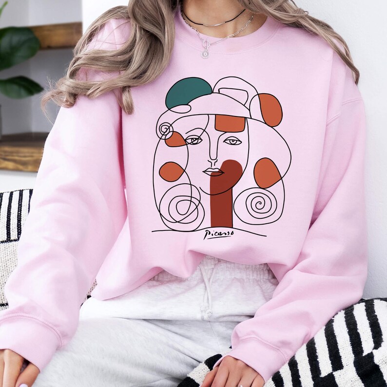 Moletom Boho Picasso Line Art: Bloco de cores terracota, retrato ...