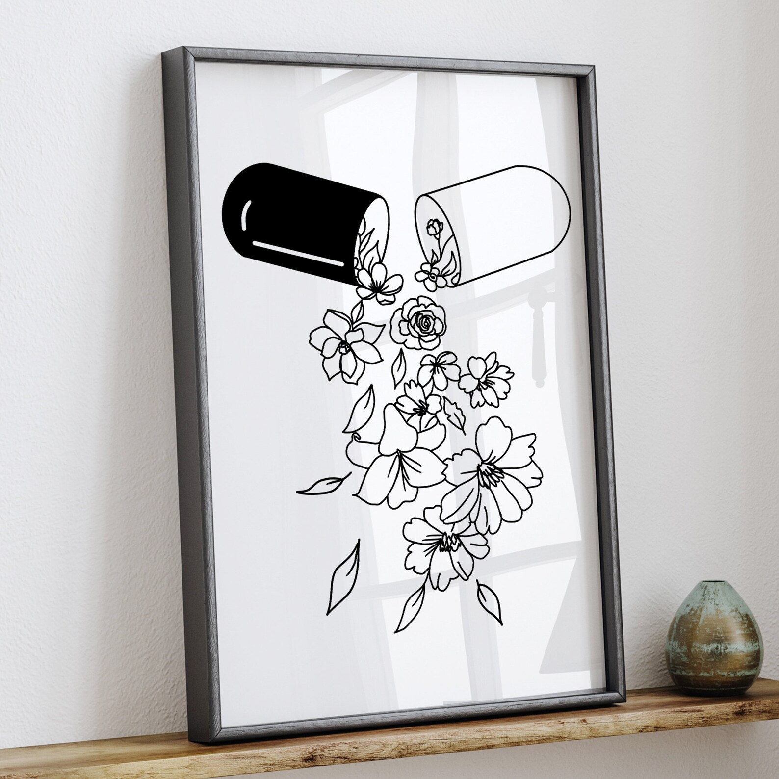 Floral Pill Capsule Poster Botanical Pharmacy Art - Etsy