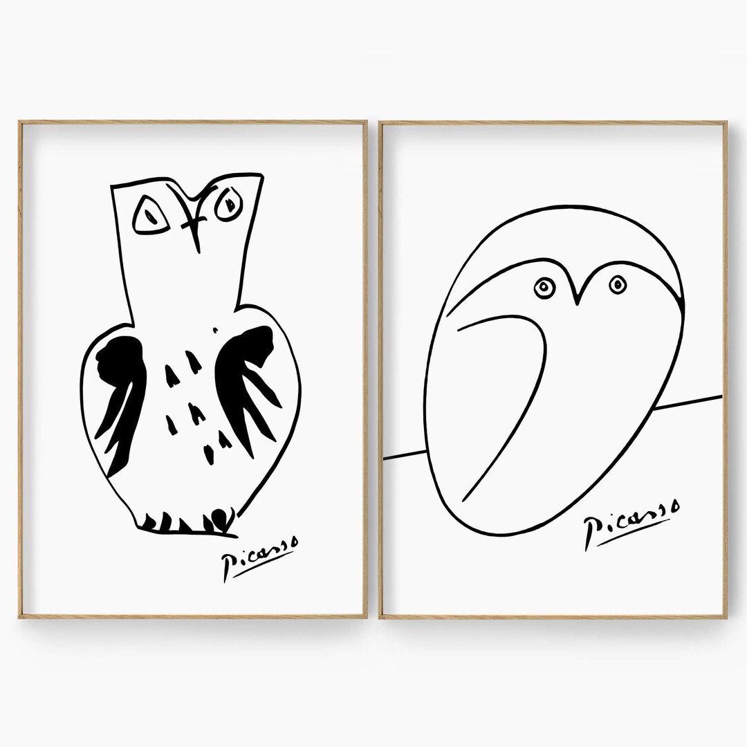 Set of 2 Picasso Owls Wall Art Picasso Animal Print Picasso Poster ...