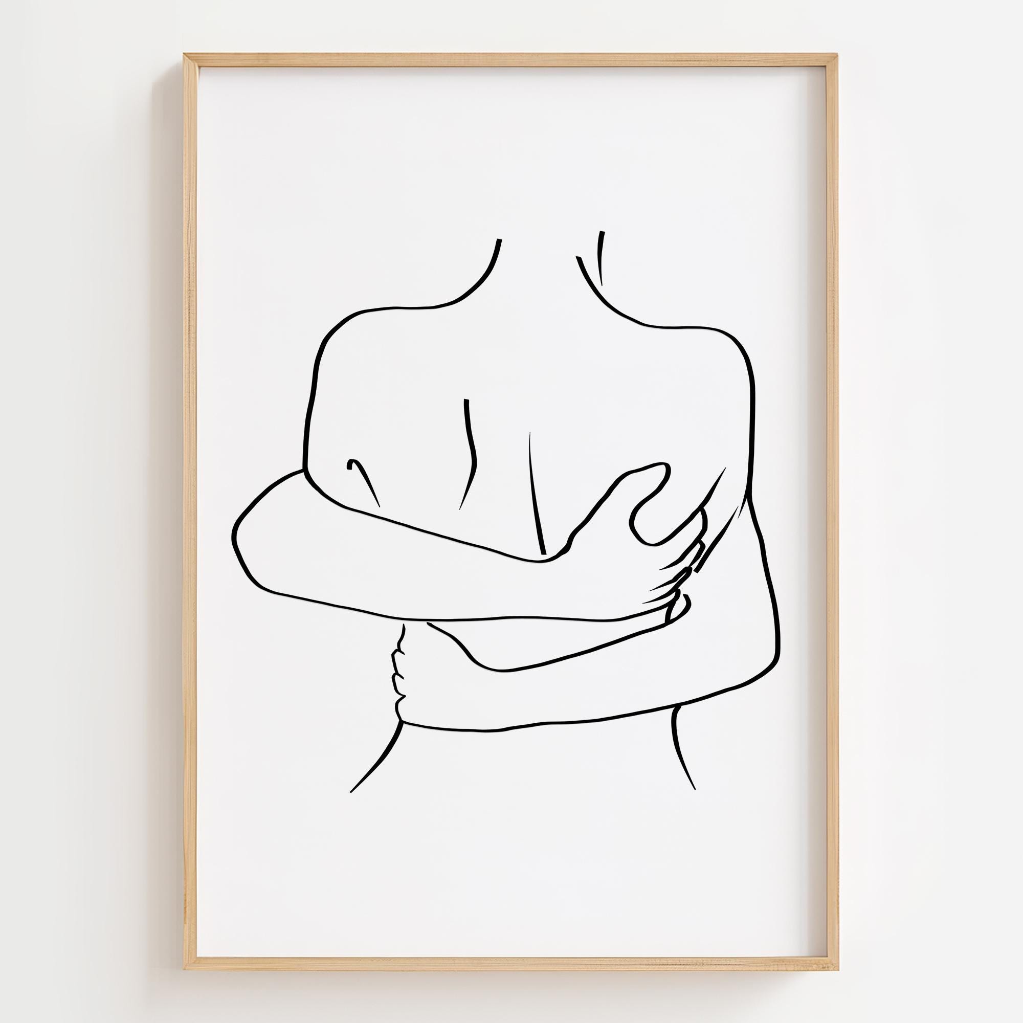 Abstract Couple Hug Line Art Print: Minimalist Home Decor (digital ...