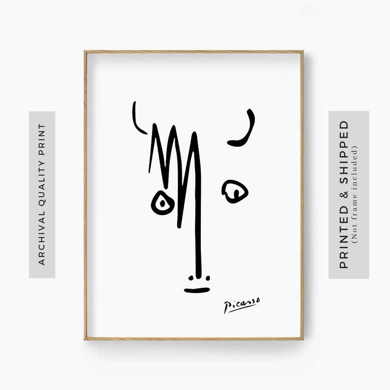 Picasso Bull Line Art Print Pablo Picasso Animal Poster | Etsy