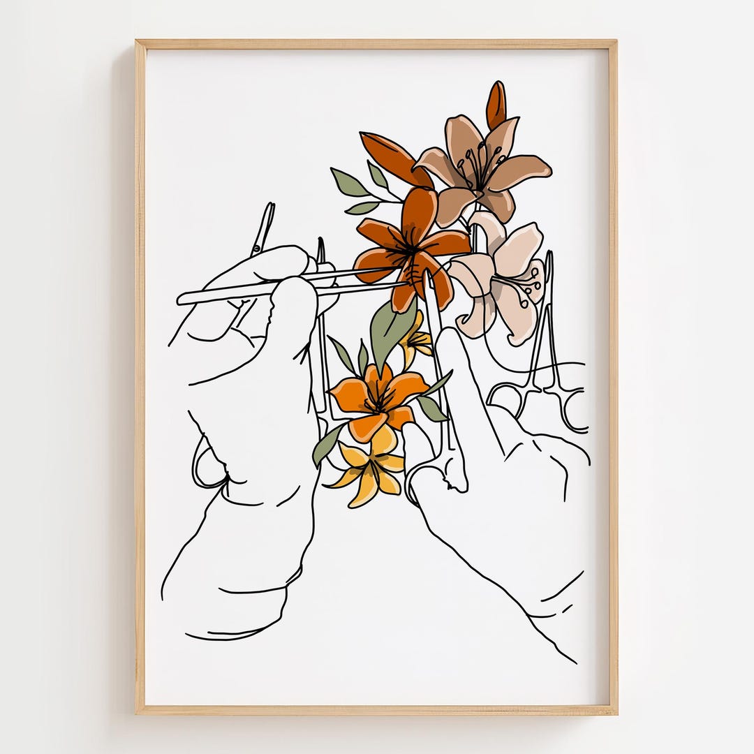 Get Well Wall Art Gift, Floral Surgeon Print, Operating Room Art ...