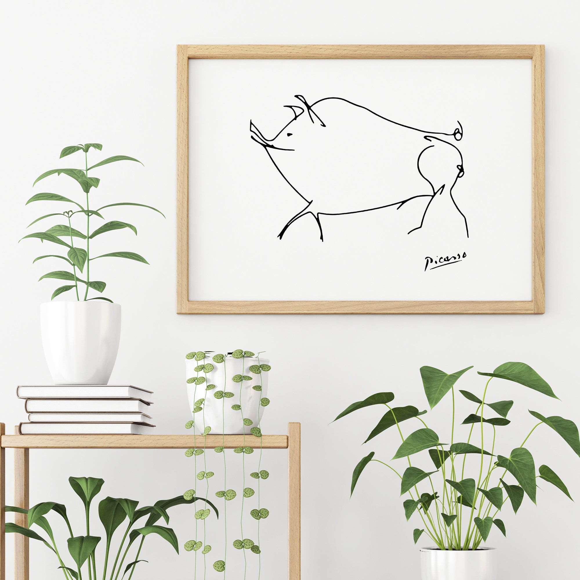 Picasso Pig Line Art Print Pig Line Drawing Picasso Animal - Etsy