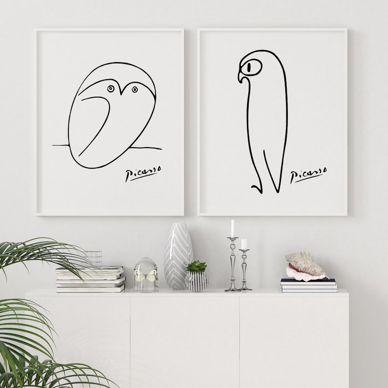 Set of 2 Picasso Owls Wall Art Picasso Animal Print Picasso | Etsy