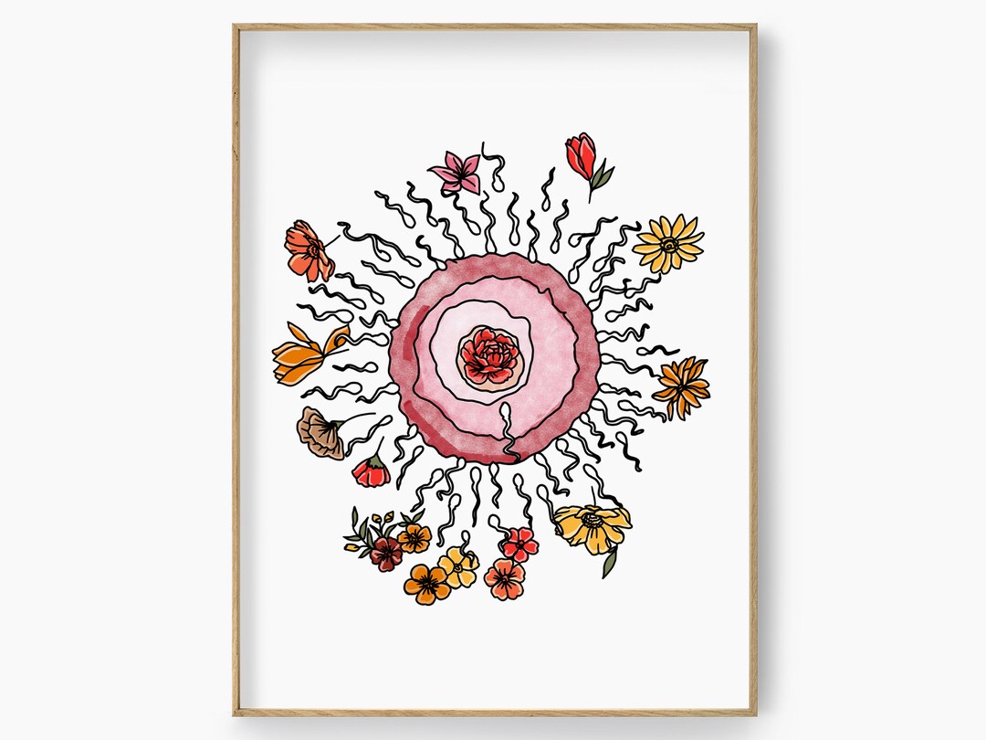 Fertility Art Print, Ovum Sperm Wall Art, Obgyn Clinic Poster, IVF ...