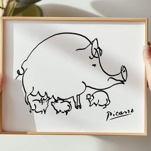 Picasso Pig and Piglets Wall Art, Modern Gallery Wall, Pablo Picasso ...